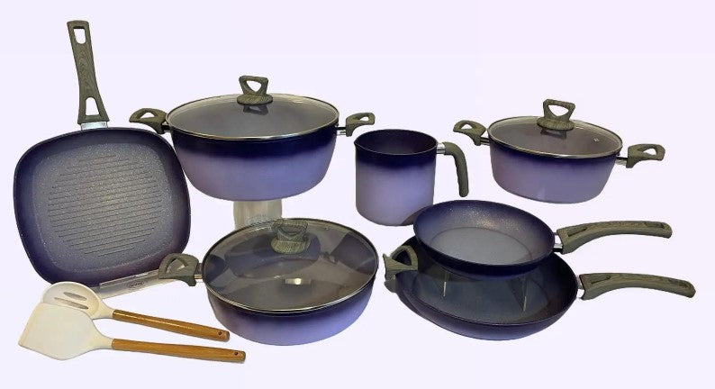 NEWARE PURPLE Terracotta BIGGER 12 Piece Cooking Set with Milk Cup/ Ba ...